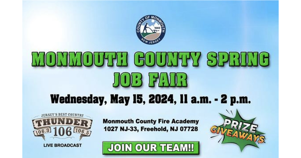 Monmouth County Spring Job Fair Wednesday, May 15, 2024. | Hazlet ...