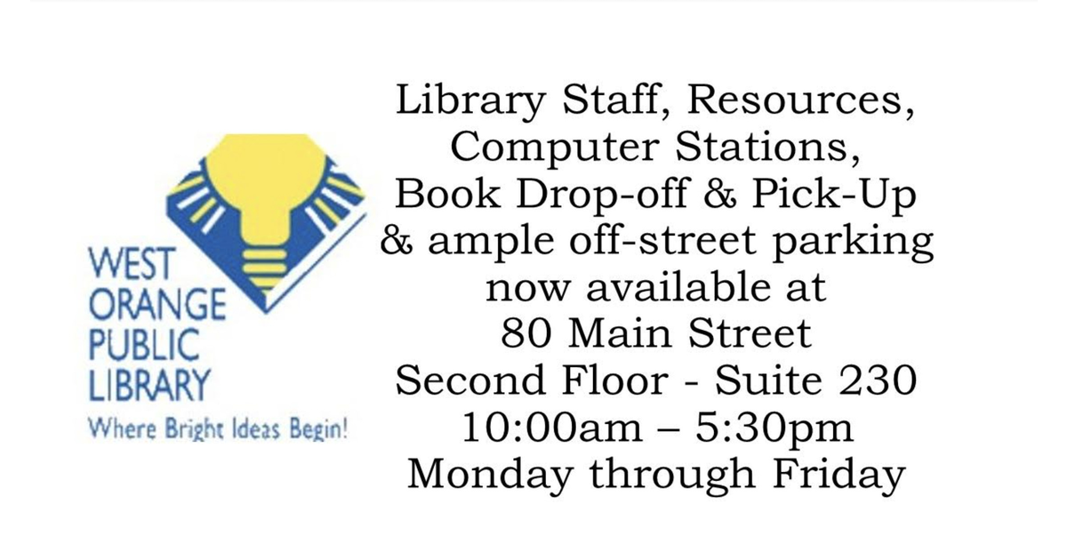 West Orange Public Library Statement from Mayor McCartney | West Orange ...