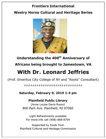 Plainfield's Frontiers International Presents a Lecture with Dr ...