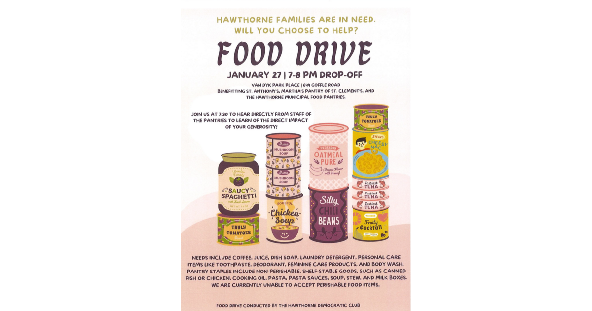 Hawthorne Food Drive Scheduled for January 27 | Hawthorne , NJ News ...