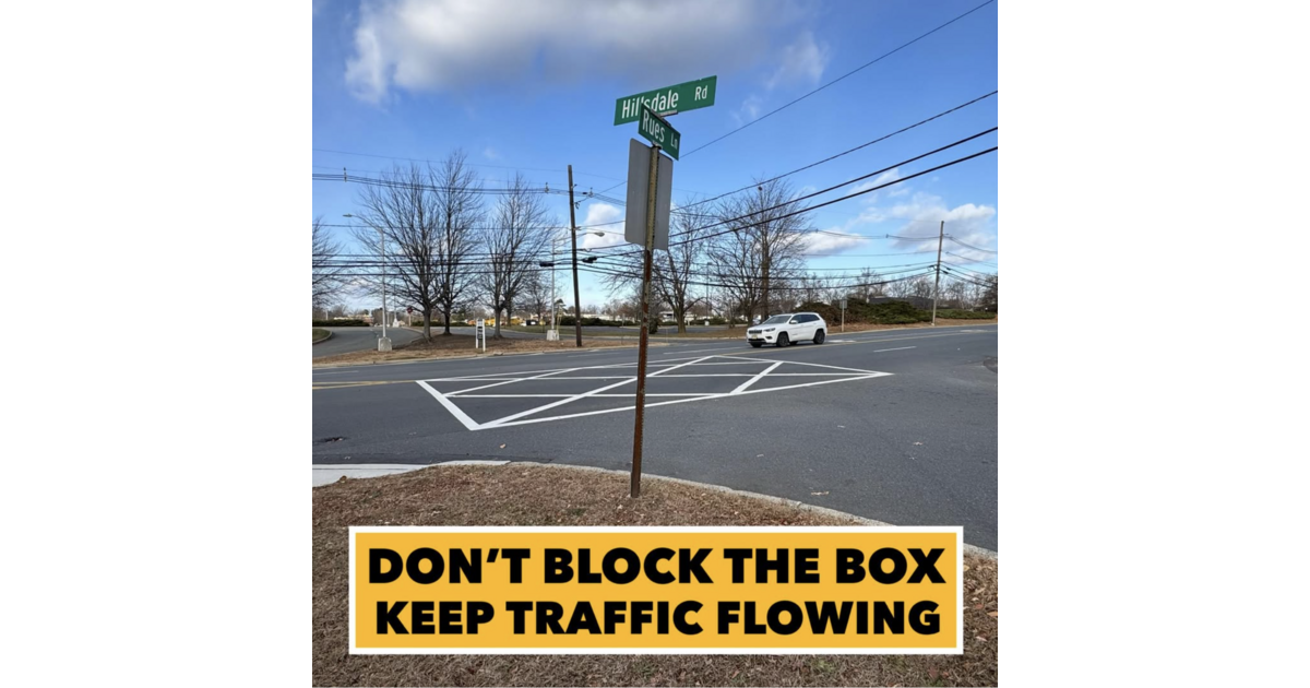 'Don't Block the Box' at the Intersection of Rues and Hillside | East ...