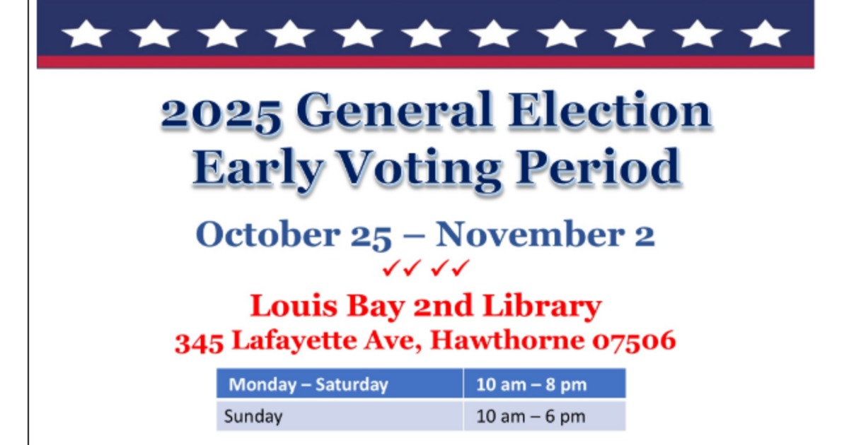 Take Your Opportunity to Vote Early Through Sunday | Hawthorne , NJ ...