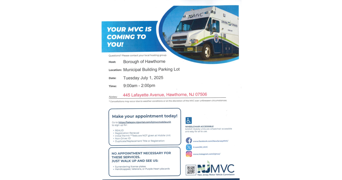 The Mobile DMV is Coming, the Mobil DMV is Coming! | Hawthorne , NJ ...