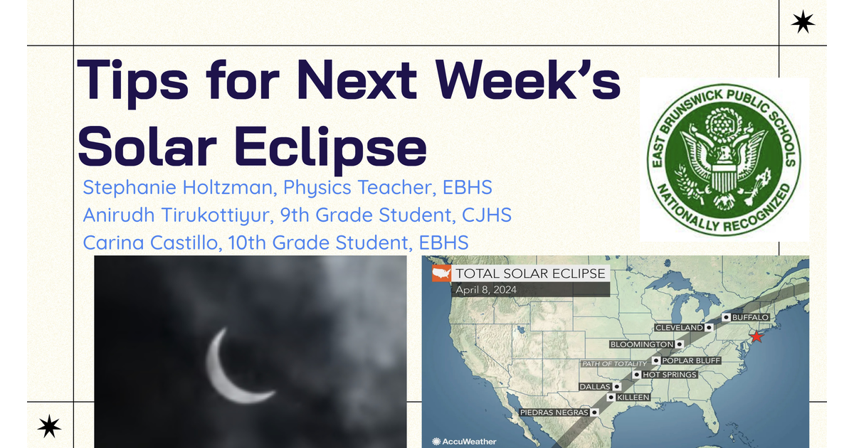 Second Article in a Series: Tips for Next Week’s Solar Eclipse | East ...