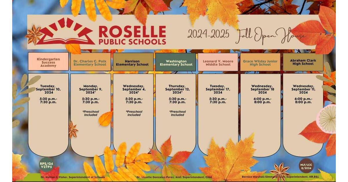Roselle Public Schools Announces 2024-2025 Fall Open House Schedule ...