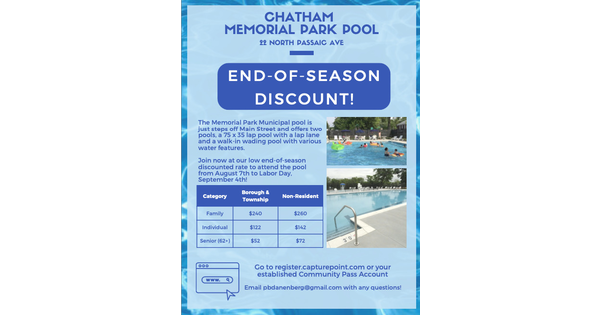 Chatham Borough Offering End-of-Season Discount Rates for Memorial Park ...