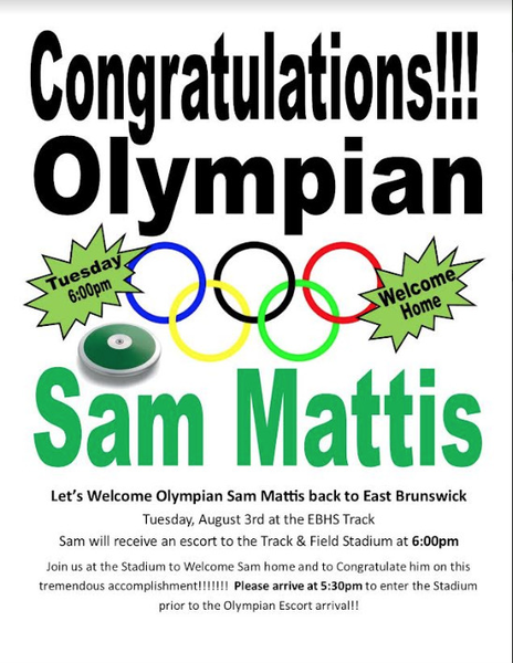 Township to Host Celebration to Honor Olympian Sam Mattis | East Brunswick, NJ News TAPinto