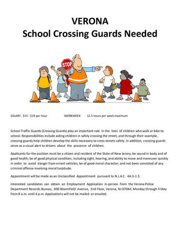 Verona Seeks School Crossing Guards | TAPinto