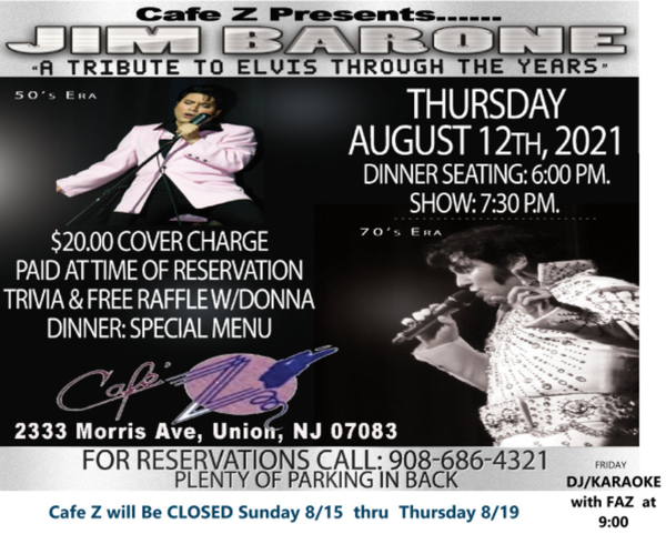 Cafe Z Presents: Jim Barone in a Tribute to Elvis Through the Years ...