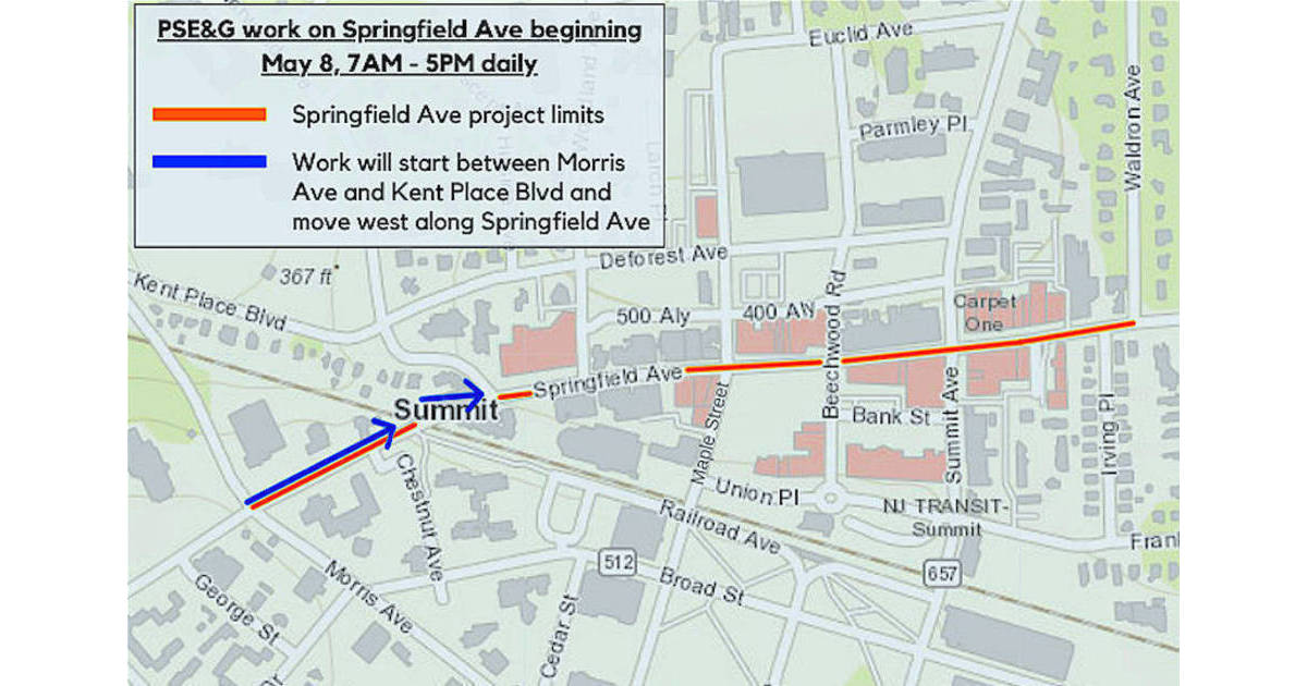 Daytime PSE&G Gas Infrastructure Project Work Begins in Downtown Summit ...