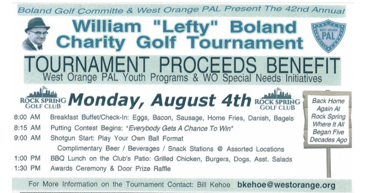 The 42nd Annual William “Lefty” Boland Golf Tournament Will be Monday ...