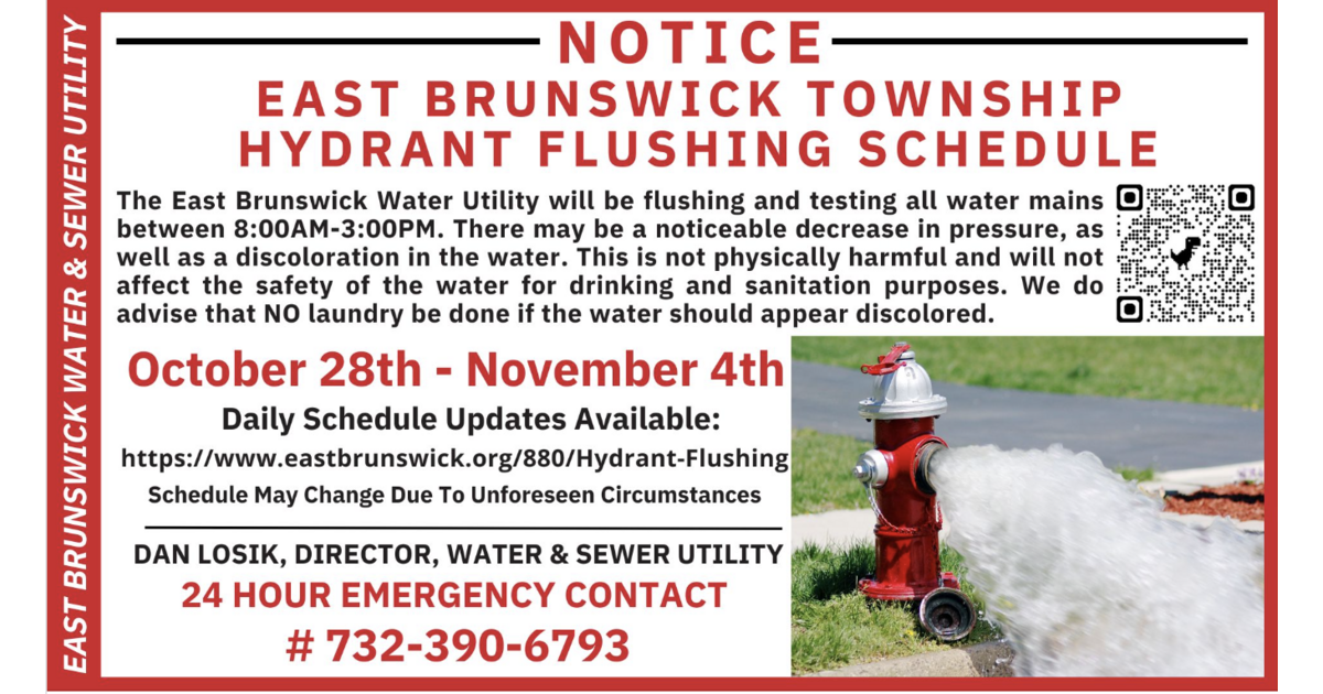 East Brunswick Hydrant Flushing: Check Here for Daily Schedule | East ...