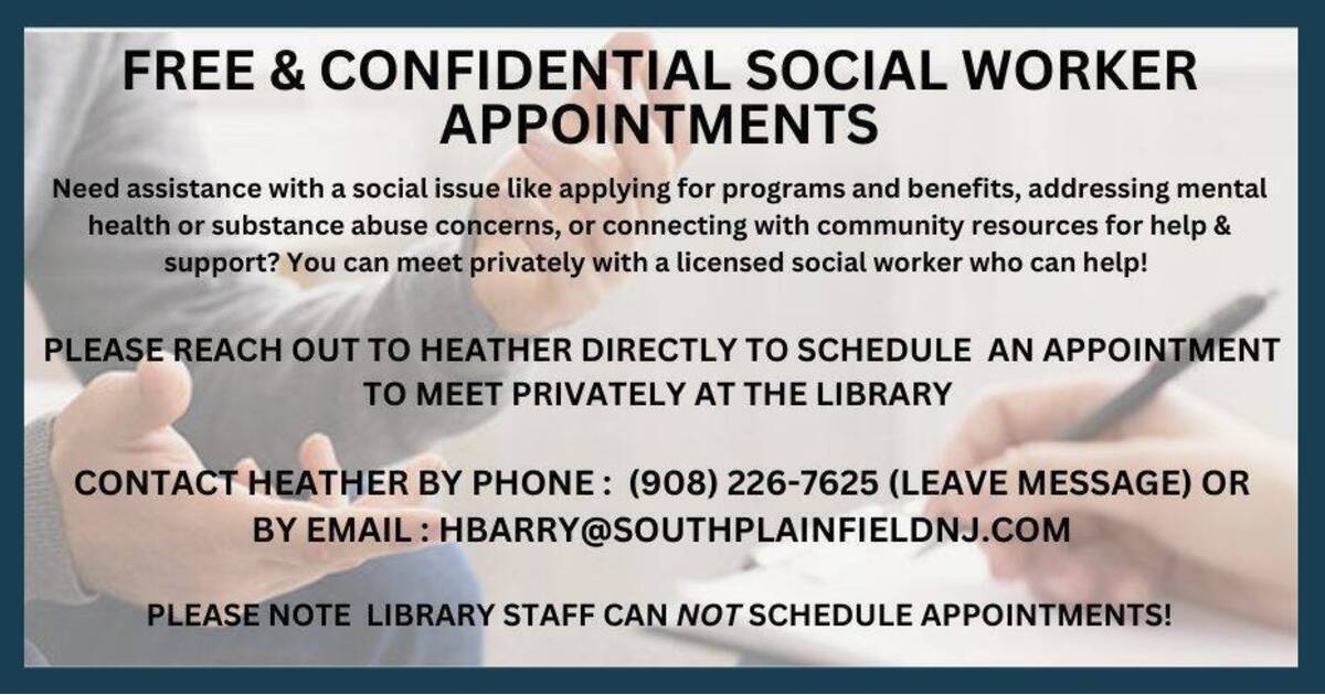 Free and Confidential Social Worker Appointments Available at the ...