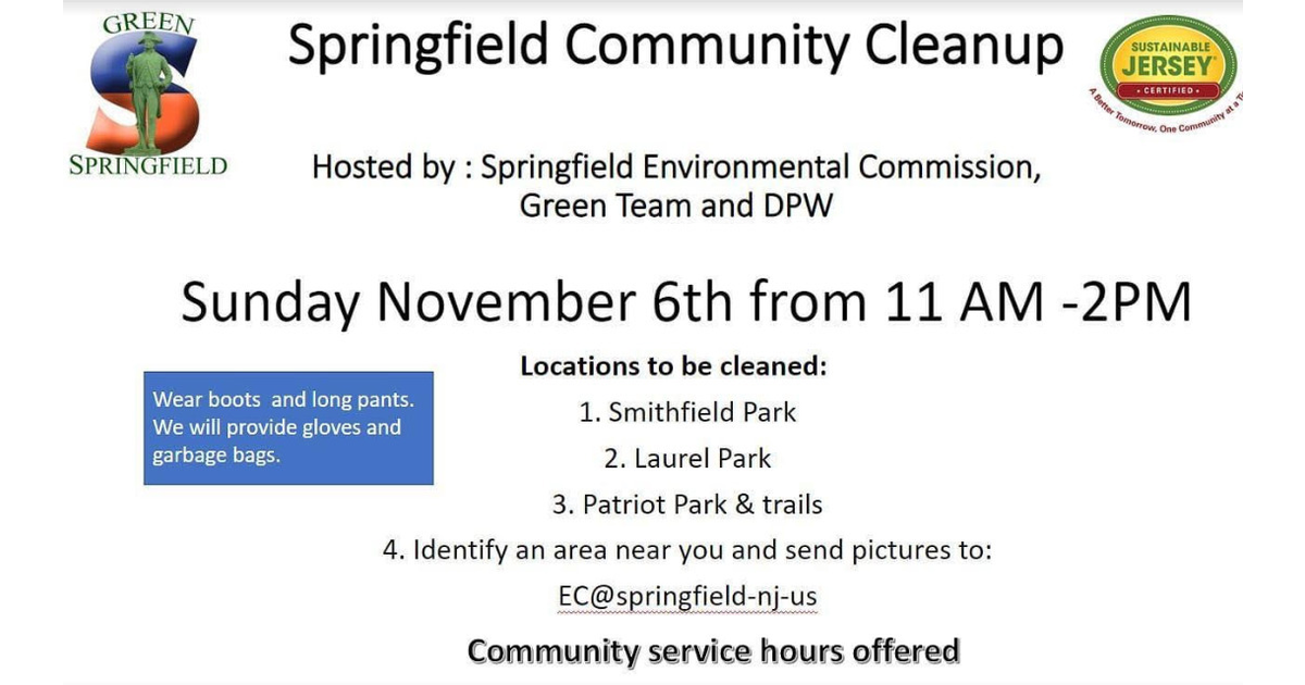Springfield Community Cleanup Day Will be Nov. 6 | Springfield, NJ News ...