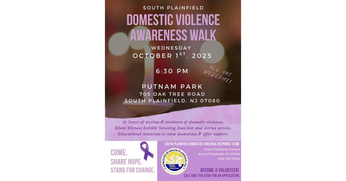 Walk With Us: South Plainfield’s Domestic Violence Awareness Walk Oct ...