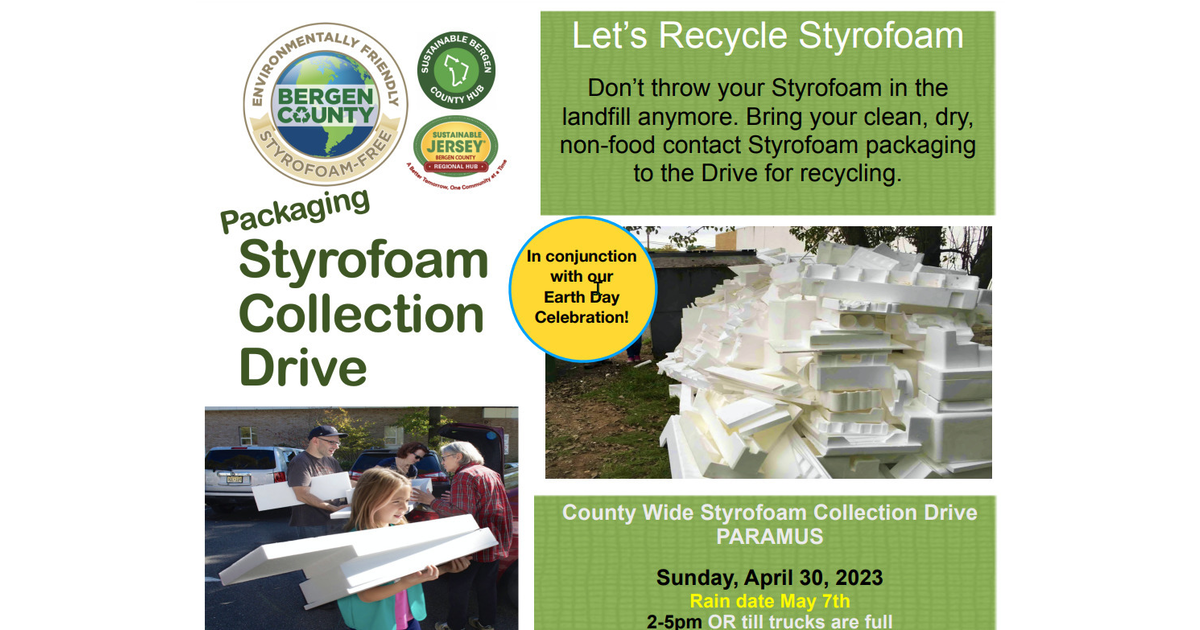 Earth Day, Styrofoam Collection Rained Out | Paramus, NJ News TAPinto