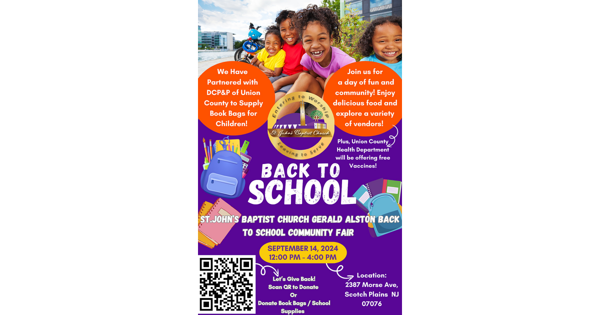 St. John's Baptist Church to Host Back to School Fair | Scotch Plains ...