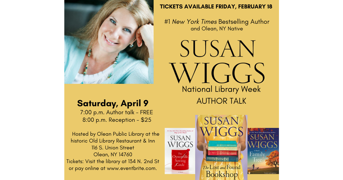 Olean Library Will Host Bestselling Author Susan Wiggs | Greater Olean ...