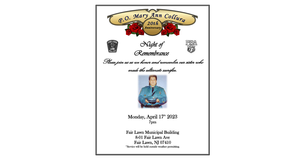 20th Anniversary Remembrance Ceremony Scheduled for Officer Mary Ann ...