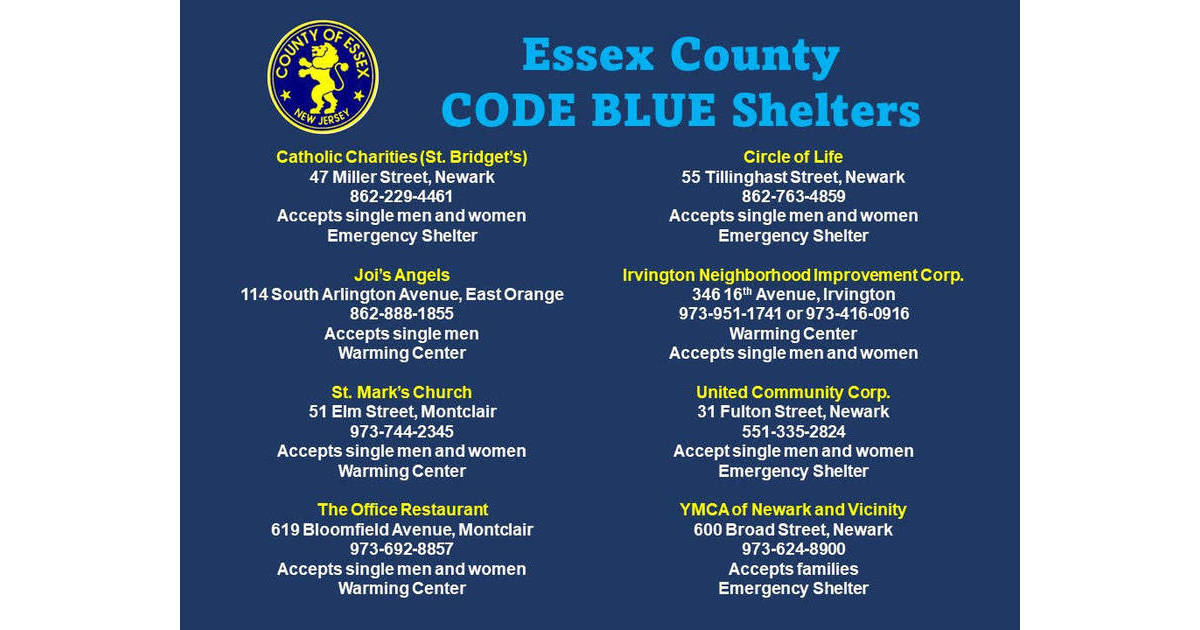 Essex County Executive & Essex County Sheriff Enact Code Blue for ...