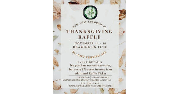 NEW LEAF Consignment is Holding A Thanksgiving Raffle | Morristown, NJ ...