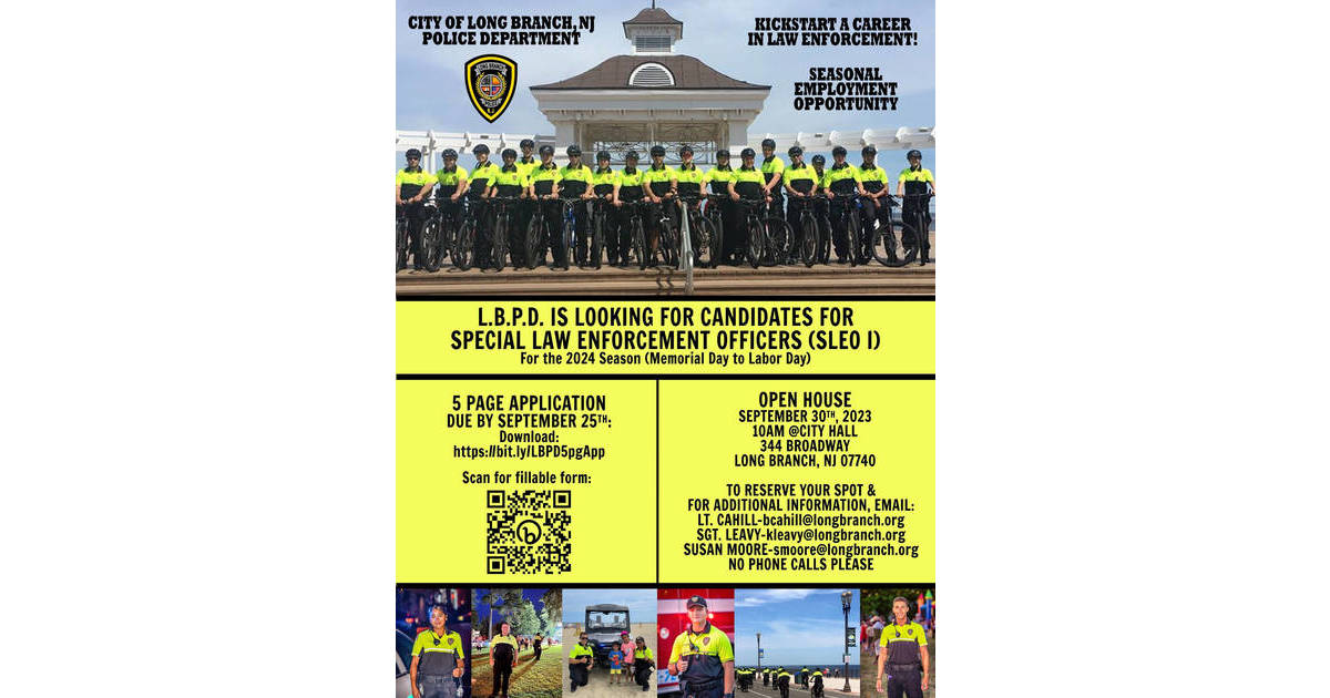 LBPD Seeking Special Law Enforcement Officers (Class I) | Long Branch ...