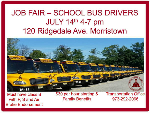 Hiring Event: Morris School District In Need of District Bus Drivers ...