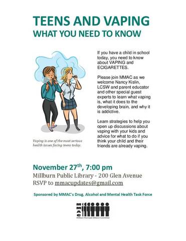 Teens and Vaping: A Presentation and Discussion Sponsored by MMAC ...