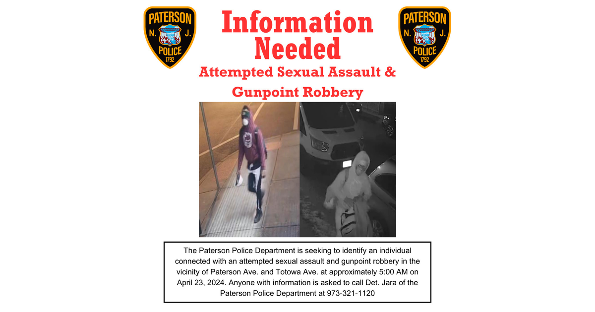 Have You Seen Him? Paterson Police Seek Suspect in Attempted Sexual ...