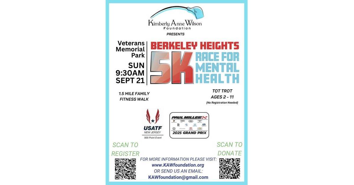 Join the Berkeley Heights 5K for Mental Health on September 21, 2025: A ...