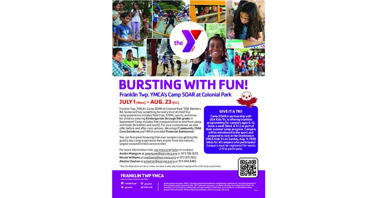 Registration for Franklin Township YMCA's CAMP SOAR is Now Open! | TAPinto