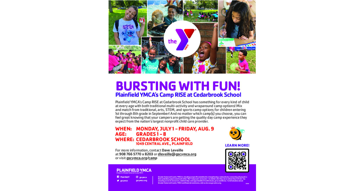 Registration for Plainfield YMCA’s CAMP RISE is Now Open! | TAPinto