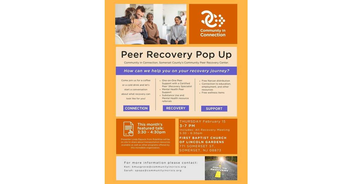 Free Peer Recovery Pop Up at the First Baptist Church of Lincoln ...