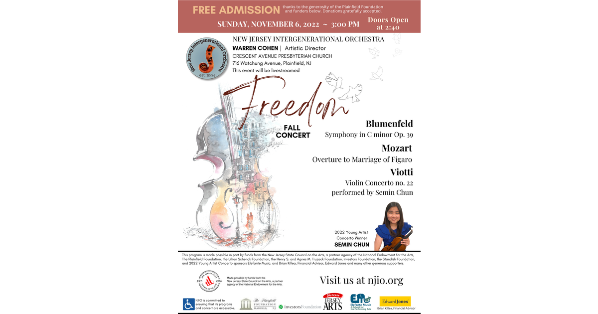 New Jersey Intergenerational Orchestra (NJIO) 2022 Fall Concert ...