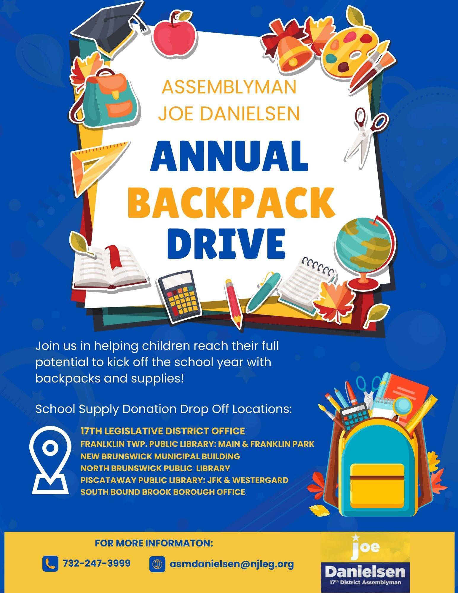Assemblyman Joe Danielsen Annual Backpack & School Supply Drive ...