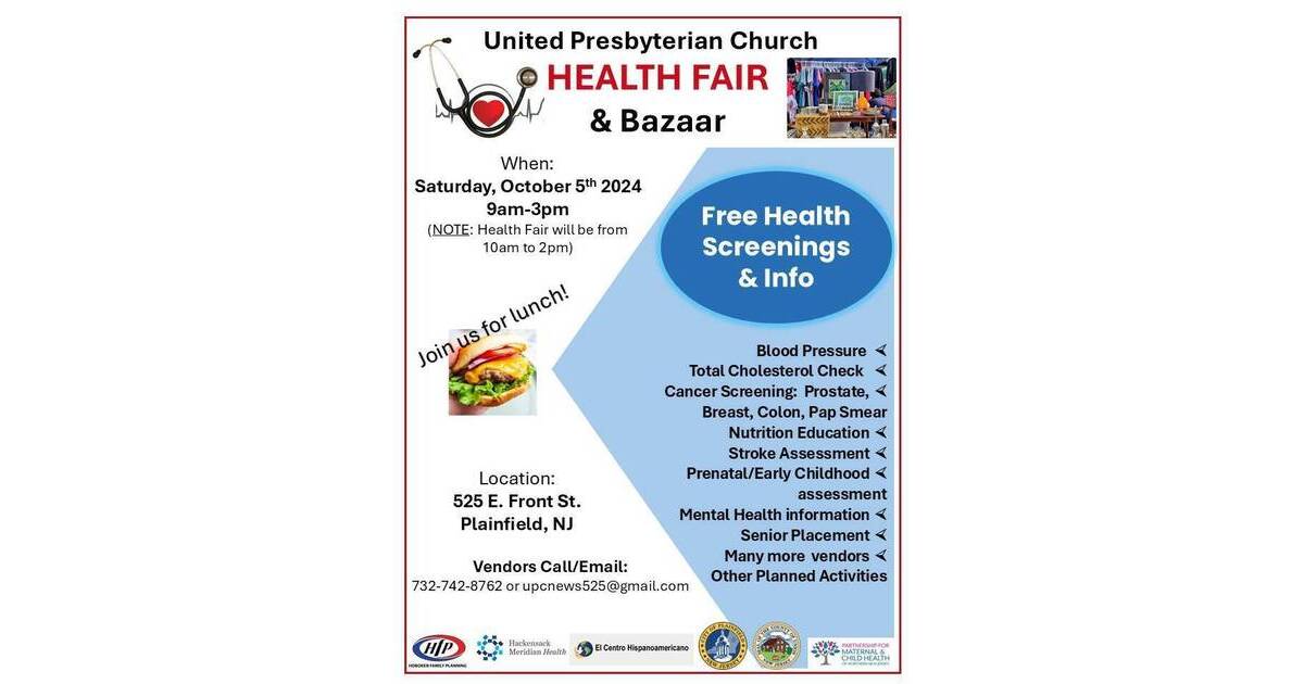Health Fair and Bazaar at United Presbyterian Church of Plainfield ...