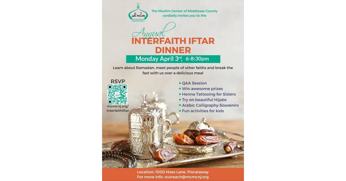 Annual Interfaith Iftar Dinner at the Muslim Center of Middlesex County ...