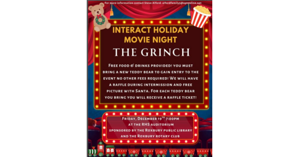 Roxbury Interact Club Holiday Movie Night | TAPinto | TAPinto