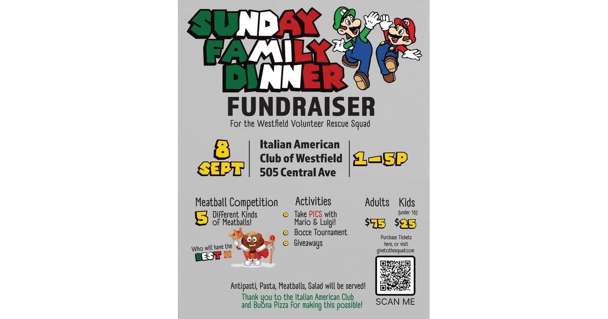 Sunday Dinner + Meatball Contest for Westfield Volunteer Rescue Squad ...