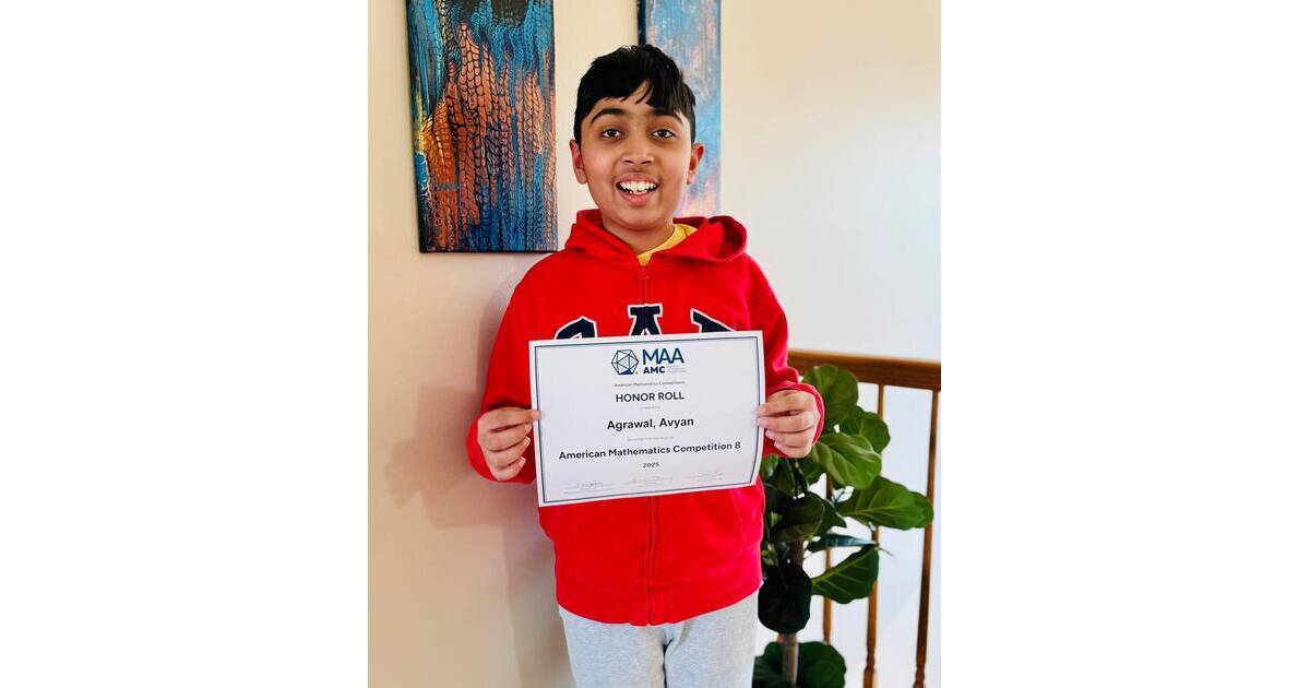Robbinsville 7th Grader Avyan Agrawal Earns National Recognition in AMC ...