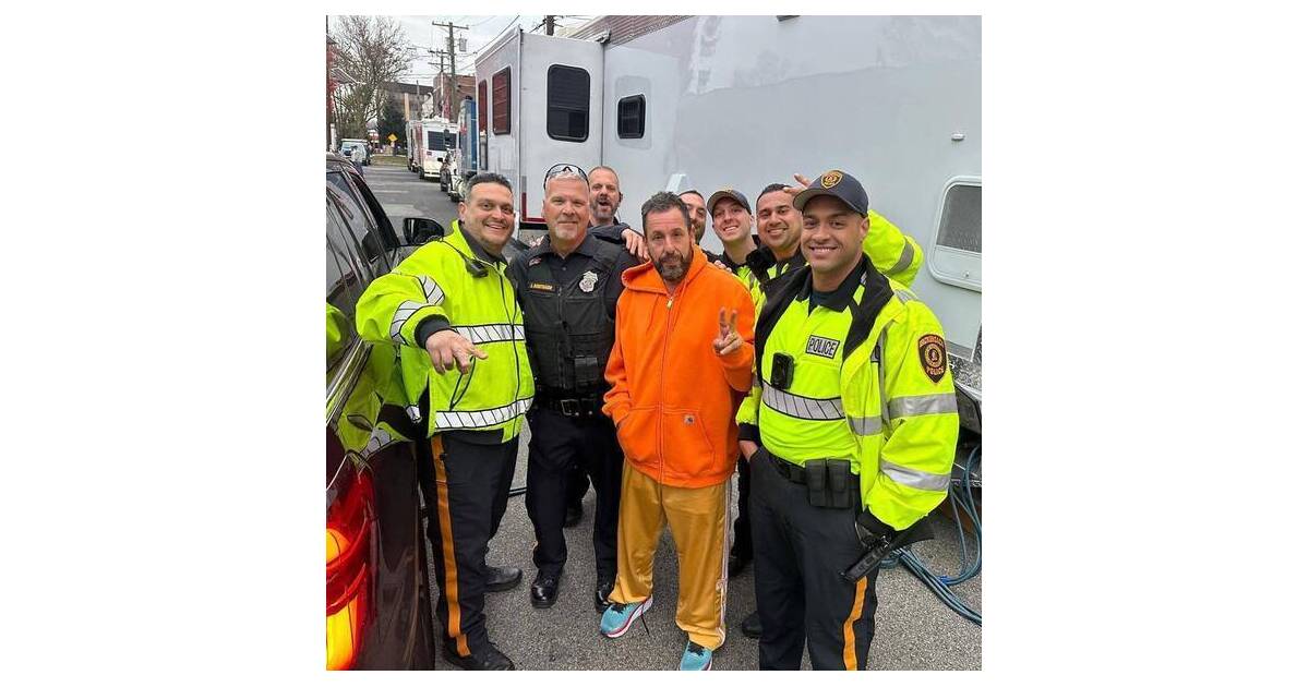 Adam Sandler Takes a Few Moments with Hackensack Police During Movie ...
