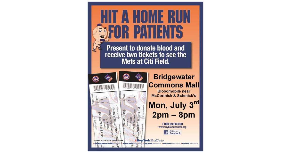 Community Blood Drive - Free Pair of NY Mets tickets to each donor ...