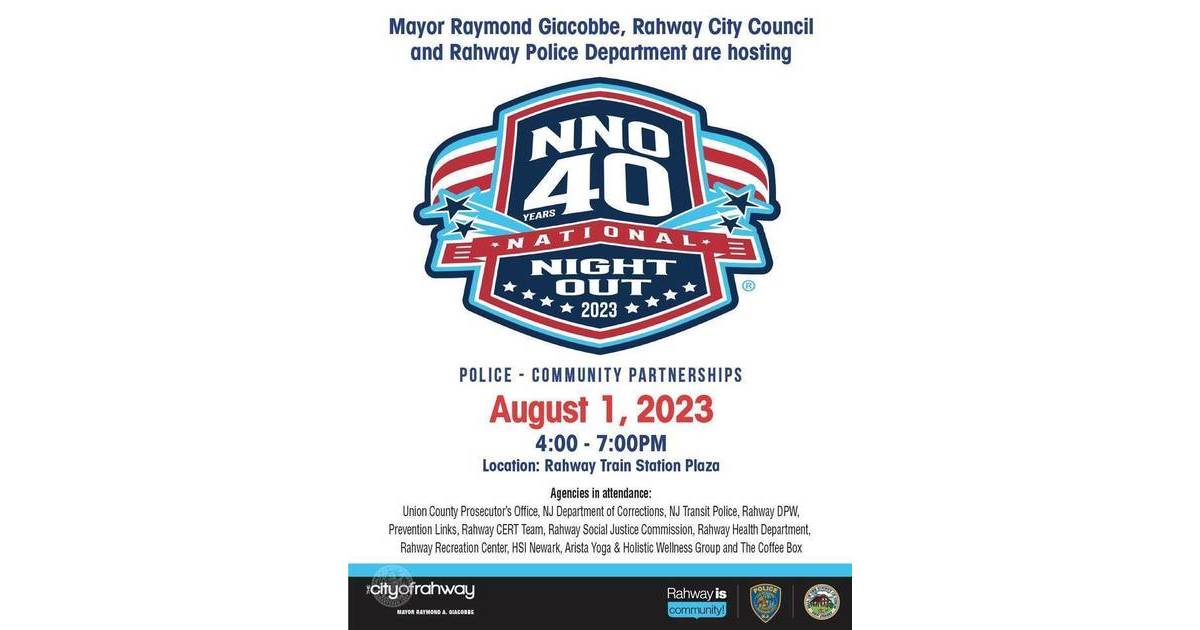 Rahway's National Night Out Coming on August 1! | Rahway, NJ News TAPinto