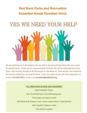 Essential Needs Donation Drive - Ends Friday | Red Bank, NJ News TAPinto