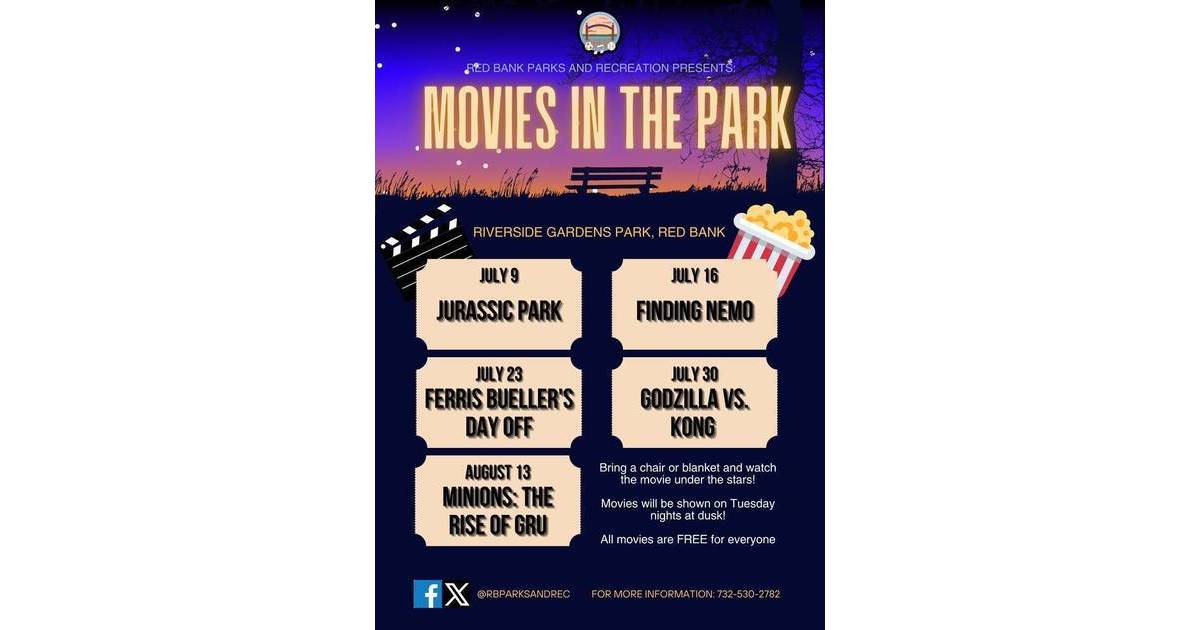 TONIGHT! July 30, Red Bank Movies in the Park - Overlooking Beautiful ...