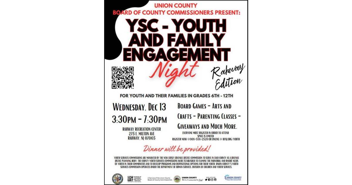 Reminder: Youth & Family Engagement Night in Rahway on Dec. 13 | Rahway ...