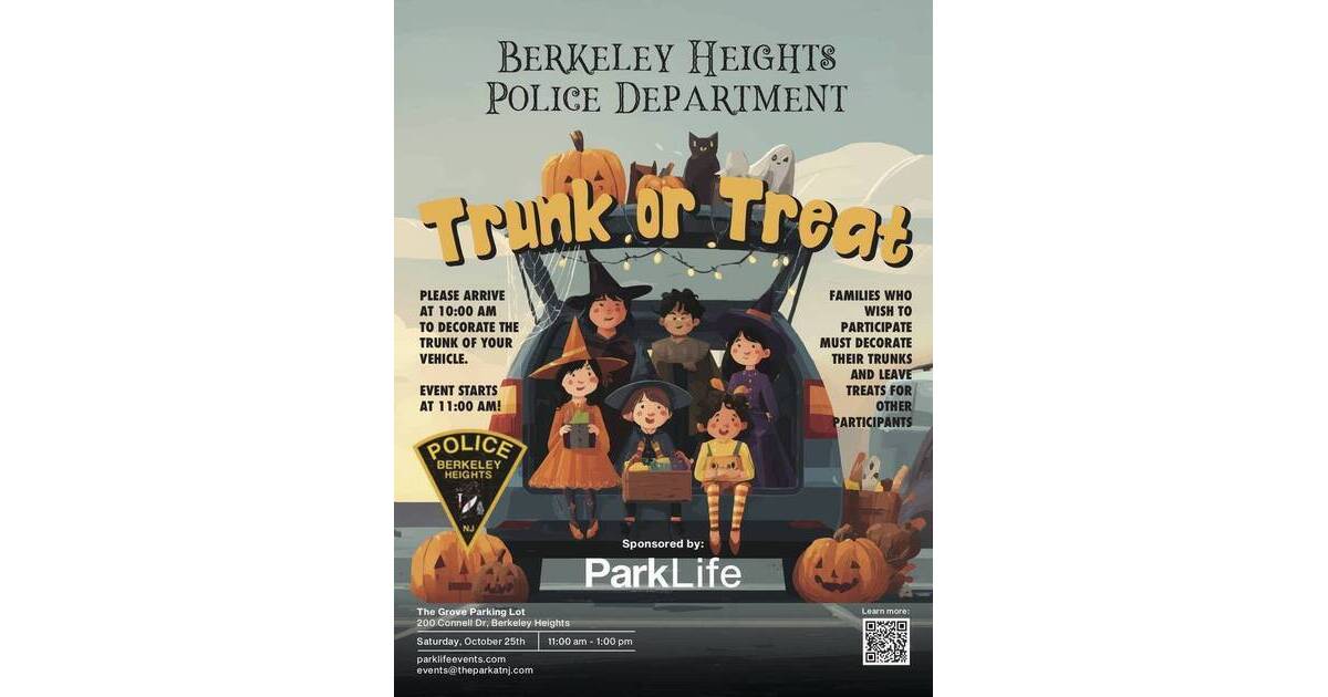 Berkeley Heights Police Department Hosts Trunk or Treat October 25 ...